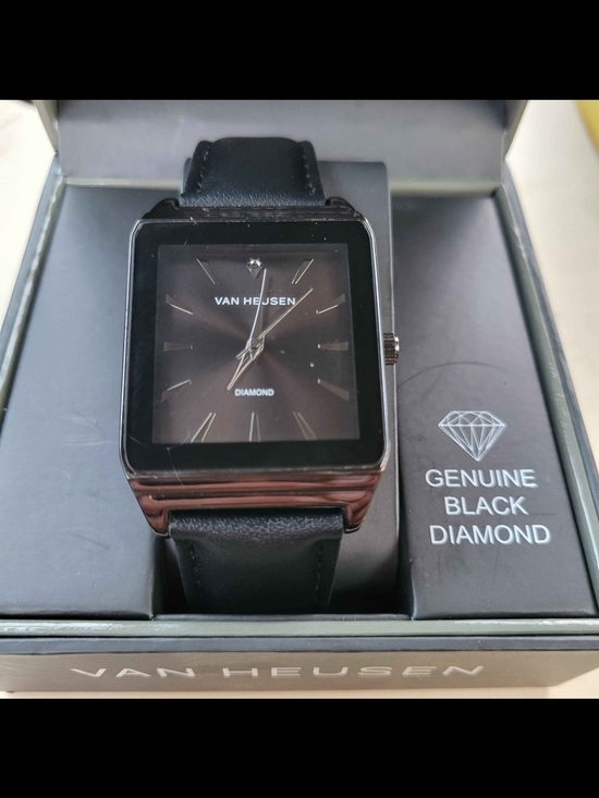 Van Heusen | Accessories | Van Heusen Genuine Black Diamond Watch With ...